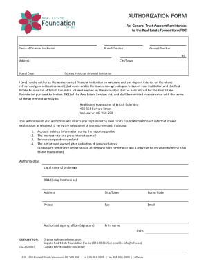 Fillable Online REFBC Authorization Form Fax Email Print - pdfFiller