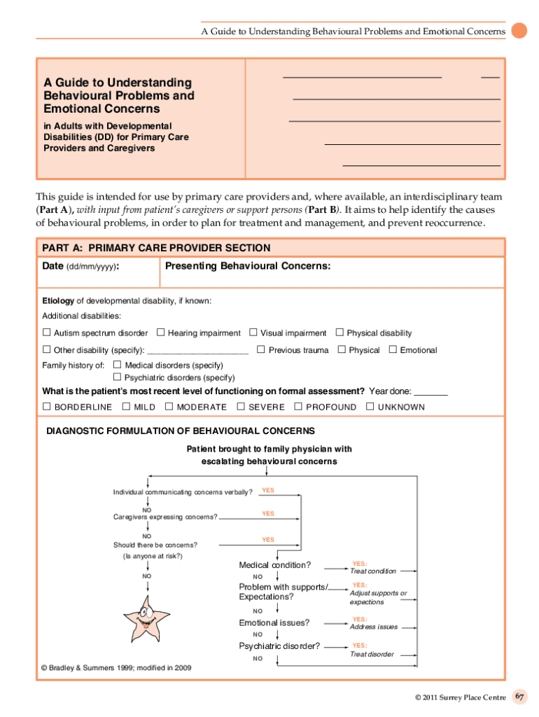 Fillable Online A Guide to Understanding Behavioural Problems and ...