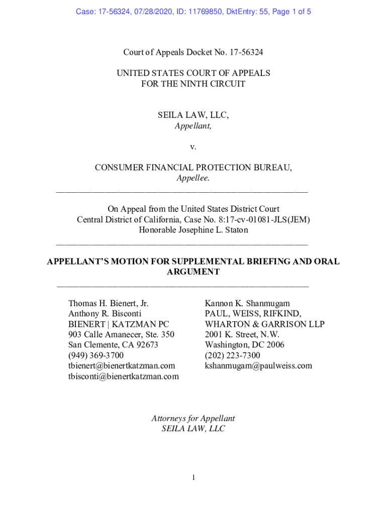 Fillable Online 200728 FINAL CA9 motion to set briefing schedule.docx ...