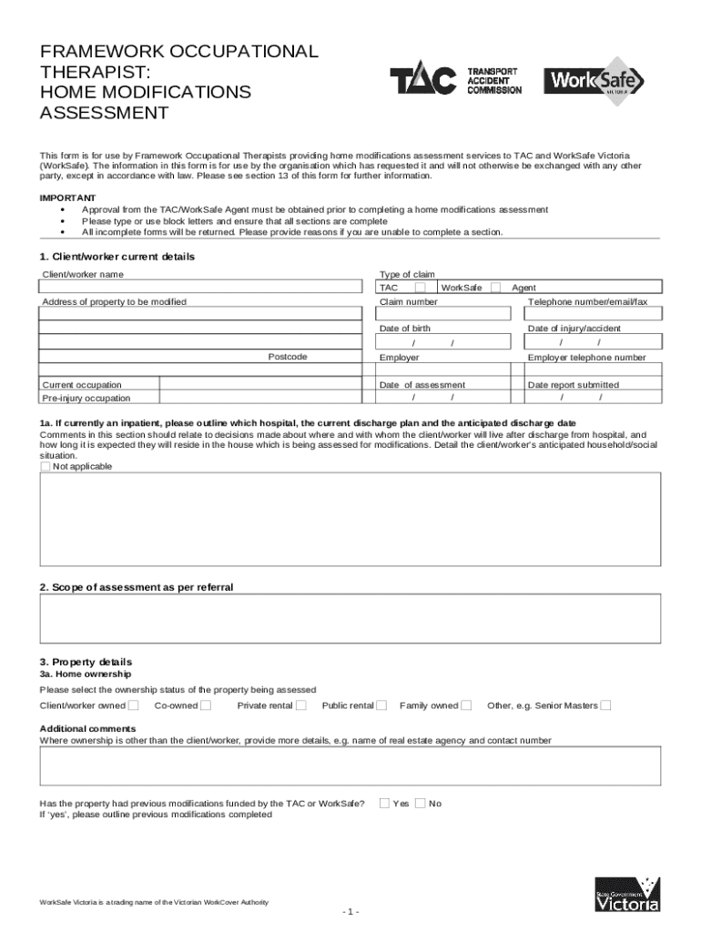 This is for use by BASSA Occupational Therapists providing home ...