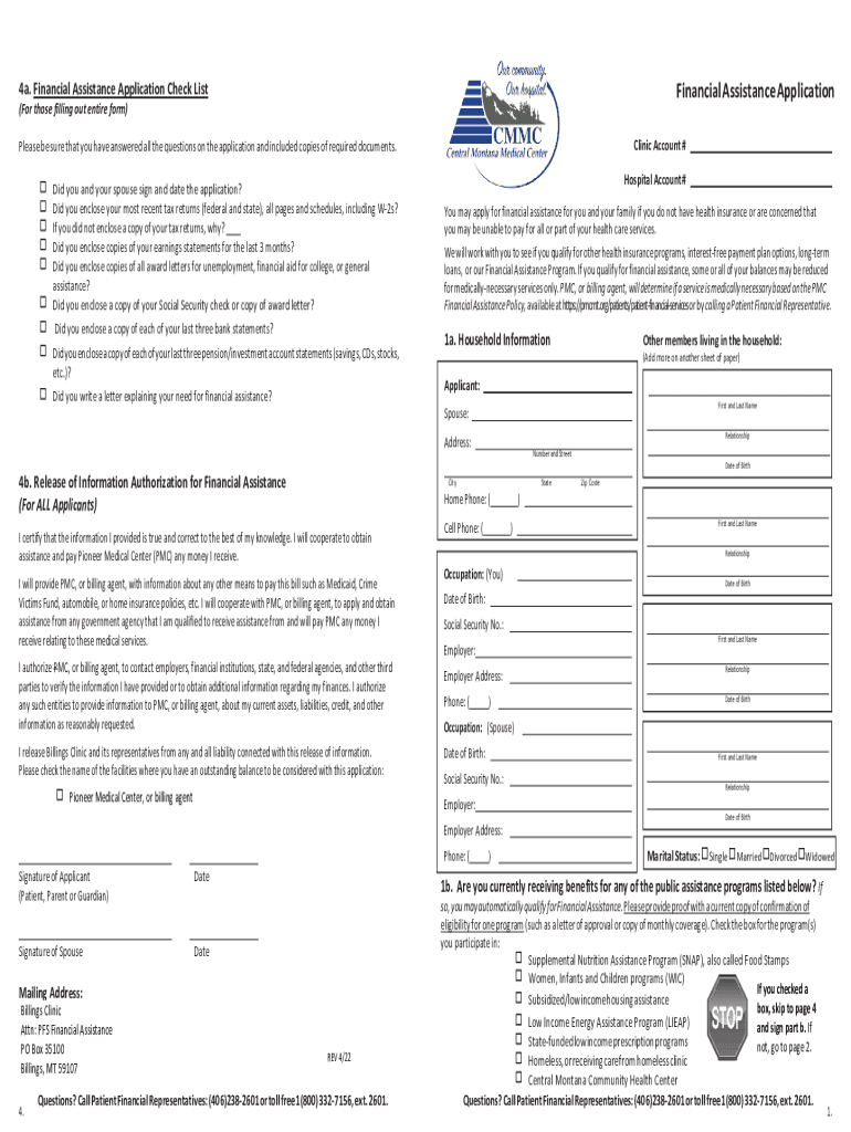 Fillable Online 4a. Financial Assistance Application Check List Fax ...