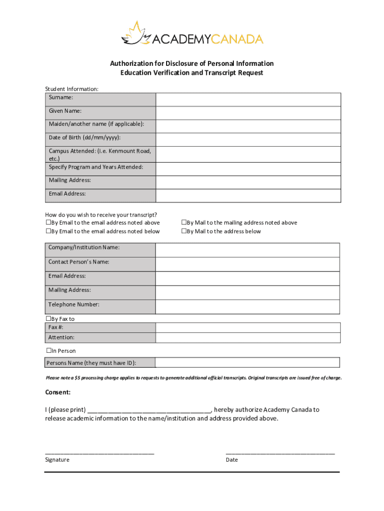 Fillable Online Authorization For Disclosure Of Personal Information fillable-online-authorization-for-disclosure-of-personal-information