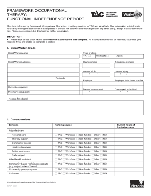 Occupational Therapy Services Initial Assessment Report ... - www1 worksafe vic gov Doc Template ...