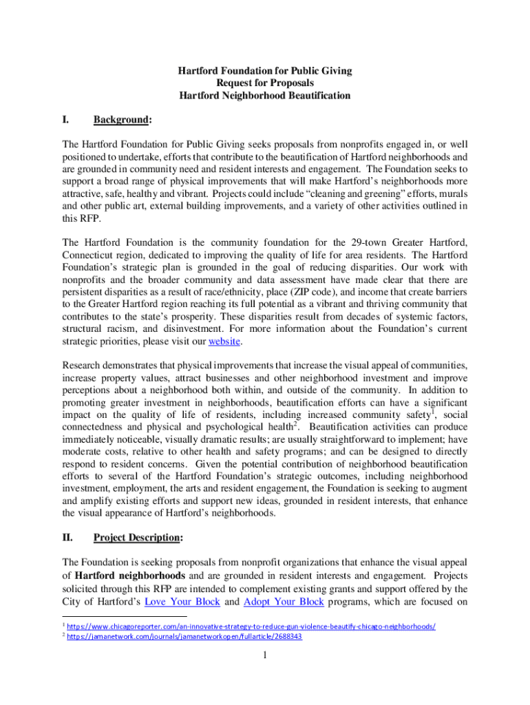Fillable Online Request for Proposals Hartford Neighborhood ...