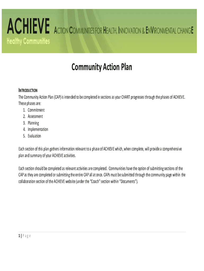 Fillable Online Community Action PlanSSWM - Find tools for sustainable ...