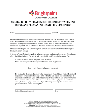 Fillable Online 2023-2024 Loan Discharge Statement Form Fax Email Print ...