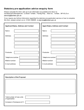 Fillable Online pre-application planning advice: guidance note Fax ...