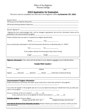 Fillable Online 2024 Application for Graduation Fax Email Print - pdfFiller