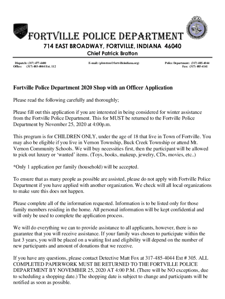 Fillable Online Fortville Police Department, 714 E Broadway St ... Fax ...