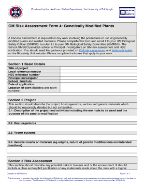 Fillable Online GM risk assessment form 4 - Genetically modified plants ...