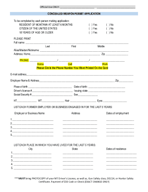 Fillable Online Sample Concealed Weapon Permit Application Fax Email ...