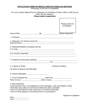 Fillable Online application form for miscellaneous/consular services ...