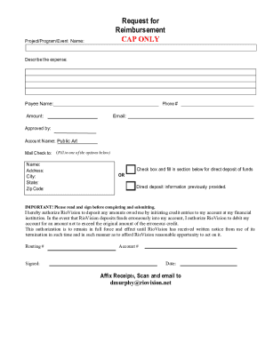 Fillable Online Reimbursement CAP Request Fax Email Print - pdfFiller