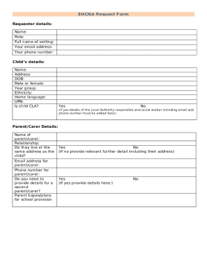 SEN Support Plan - Early Years - EHCNA Request Doc Template | pdfFiller