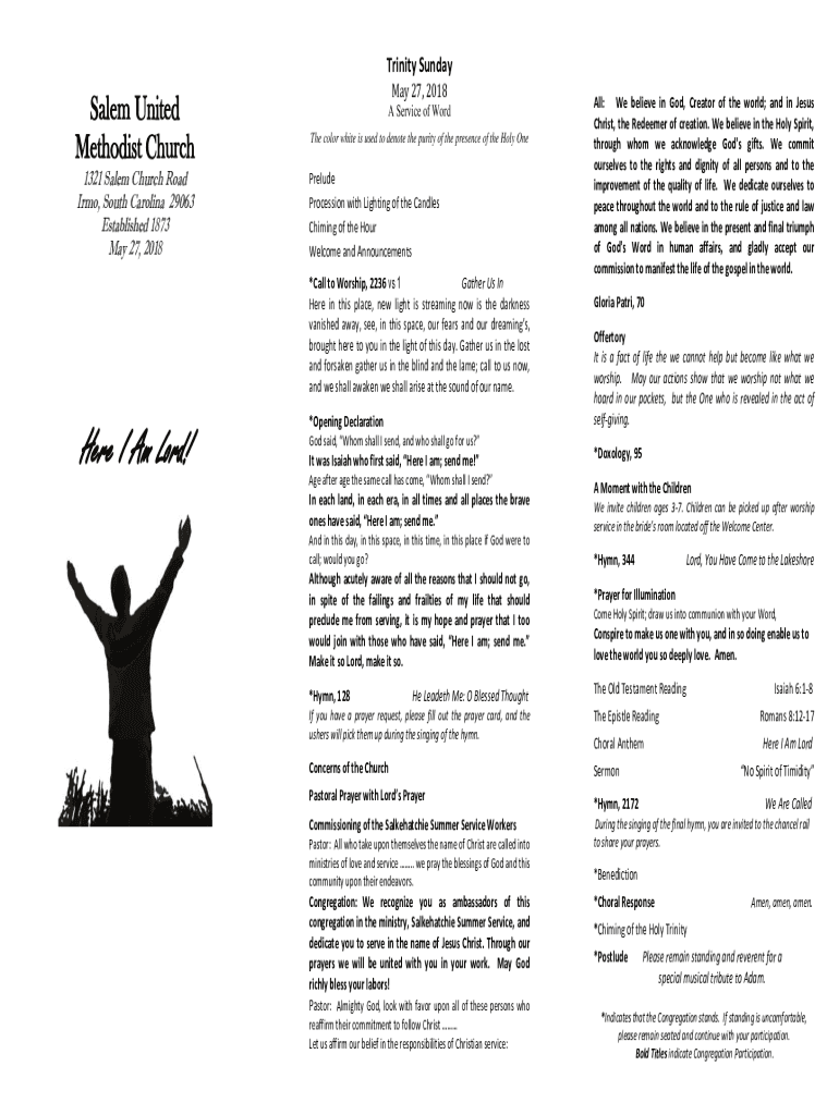 Fillable Online Trinity United Methodist Church - Lima, OH - Find-A ...