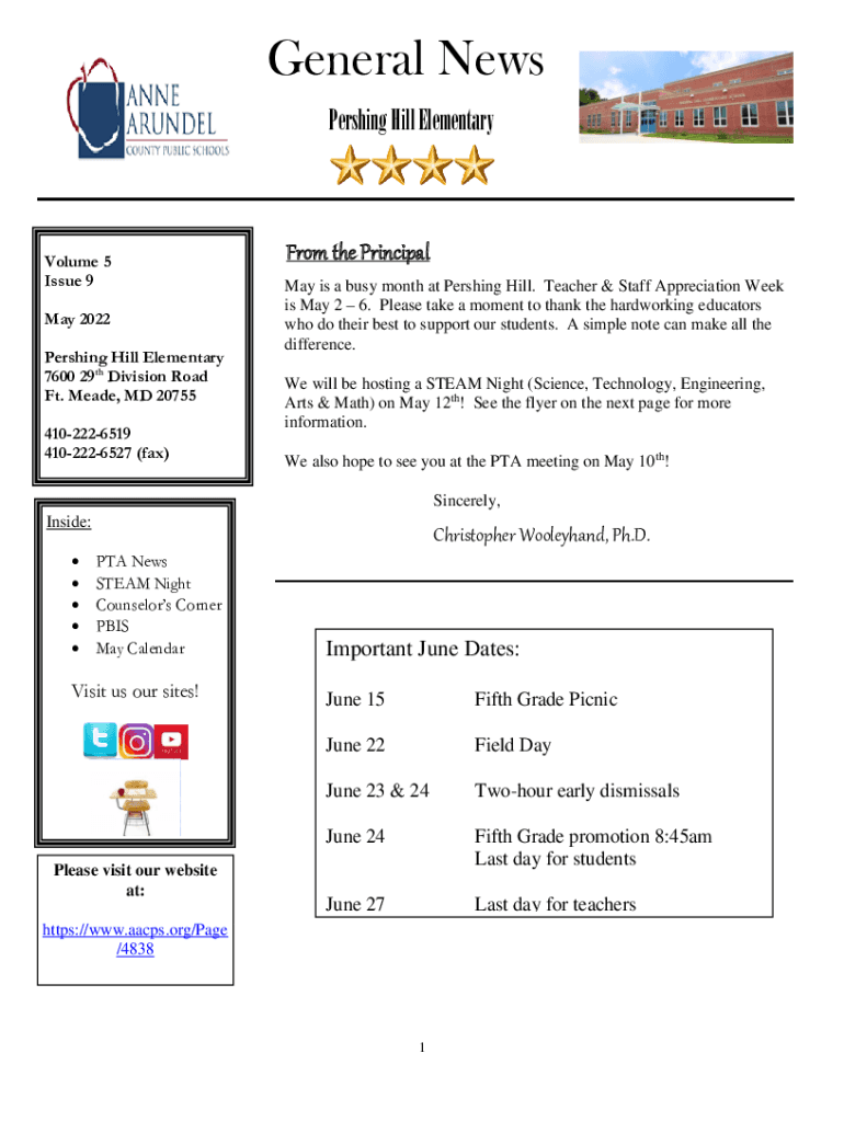 Fillable Online School year starts for new Pershing Hill Elementary Fax ...