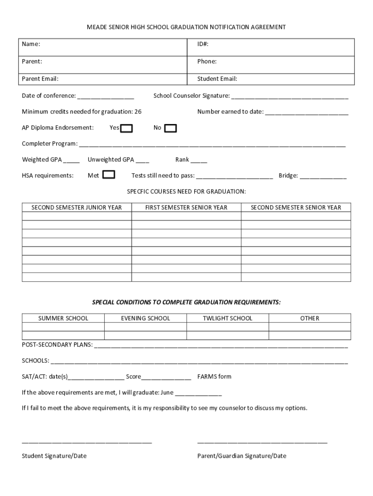 Fillable Online Fillable Grad Notification Agreement MSH Fax Email ...
