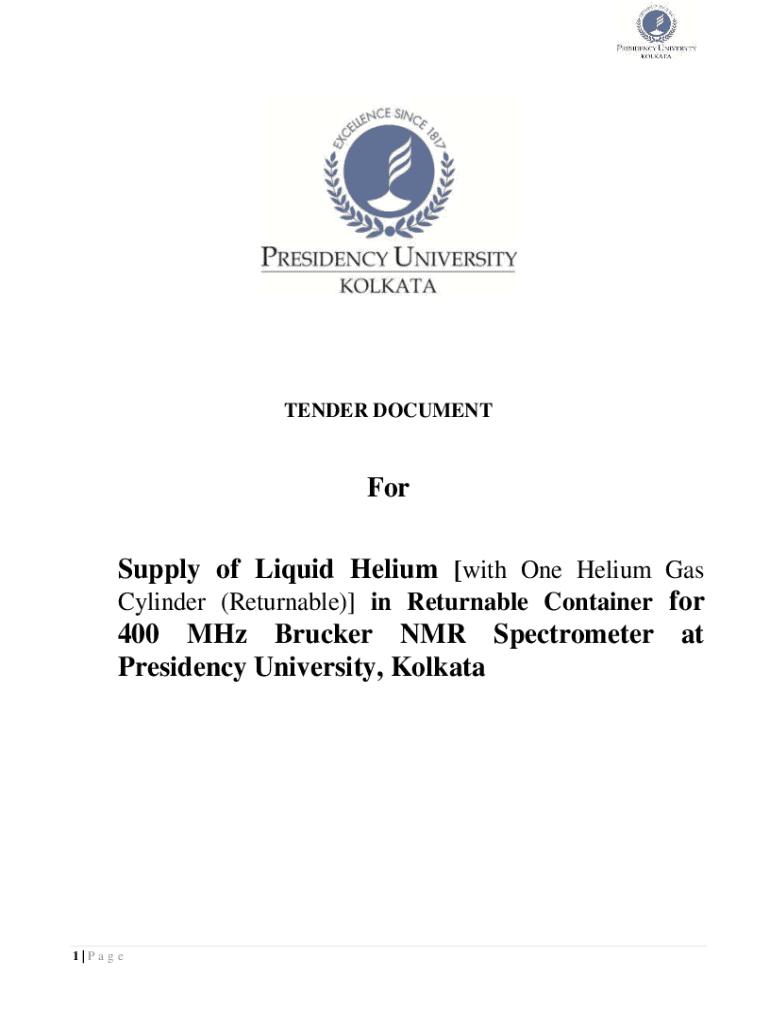 Fillable Online Supply and filling of Liquid Helium 250 litres in ...