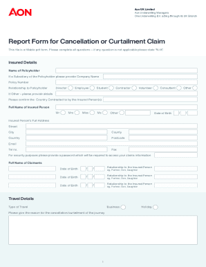Fillable Online Aon Claim Form - Fill Online, Printable, Fillable ...