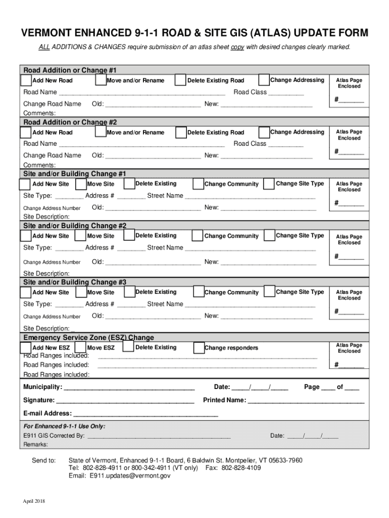 Fillable Online e911 vermont State of Vermont Enhanced 911 Board Fax ...