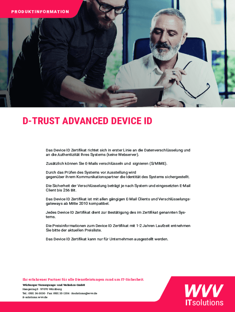 Ausfüllbar Online D-TRUST ADVANCED DEVICE ID - iT solutions - WVV Fax Email Drucken - pdfFiller