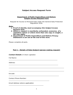 LABOUR COURT DATA SUBJECT ACCESS REQUEST ( ... Doc Template | pdfFiller