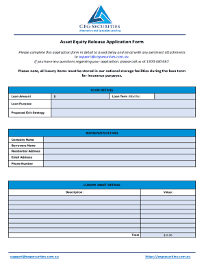 Fillable Online Asset Equity Release Application Form Fax Email Print ...