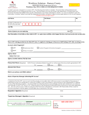 Fillable Online WF1 User Access Request Form-MFIP DWP SNAP ... Fax ...