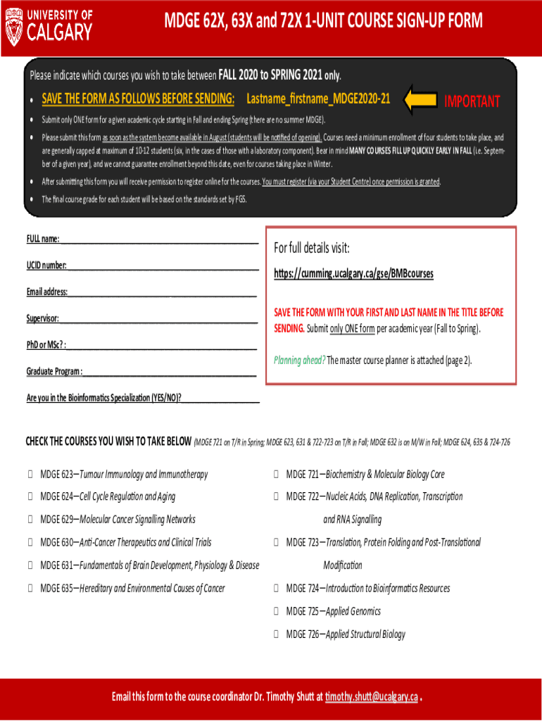 Fillable Online cumming ucalgary Changing mixed-year registration forms to single-year forms ...