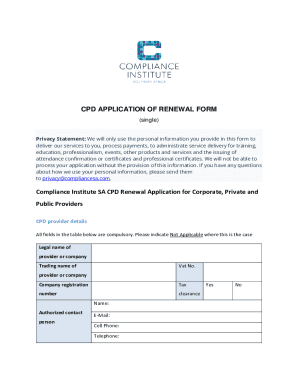 Fillable Online CPD Application of Renewal Form Fax Email Print - pdfFiller