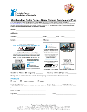 Fillable Online Merchandise Order Form Barry Sheene Patches and Pins ...