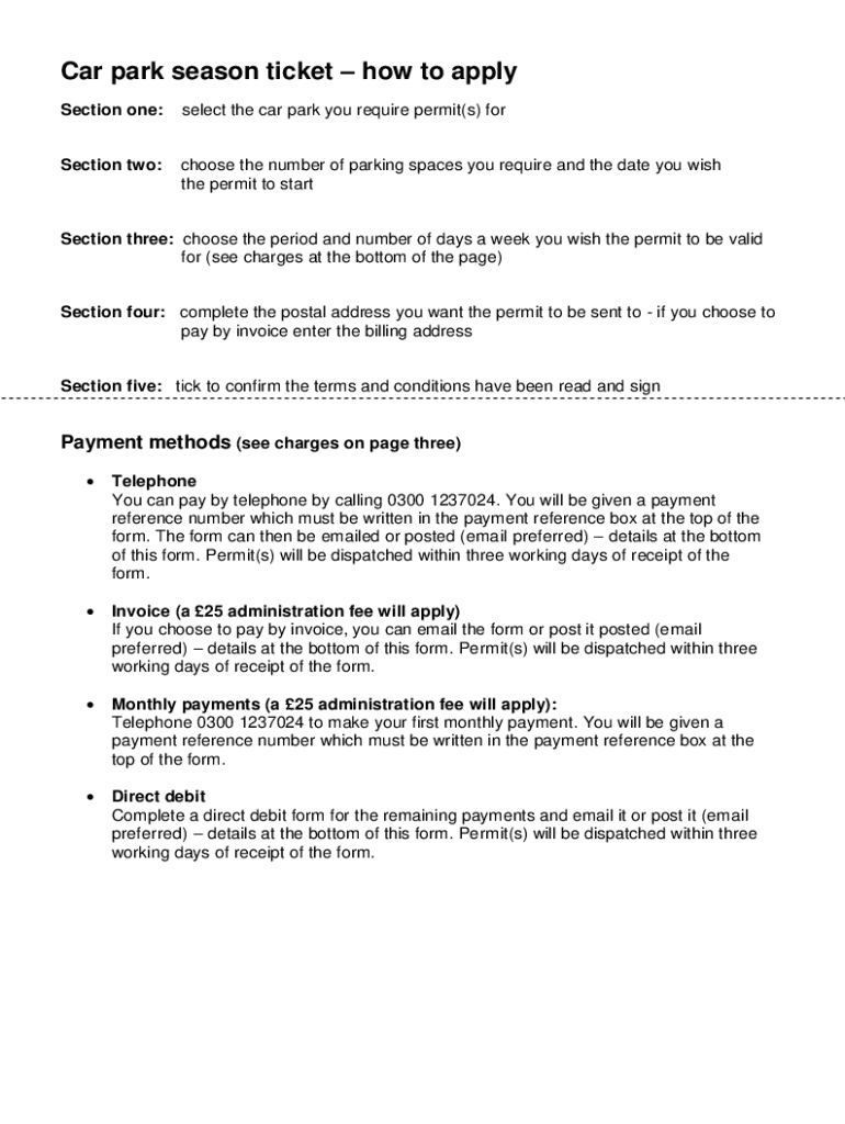 Fillable Online Parking permits and car park season tickets Fax Email ...