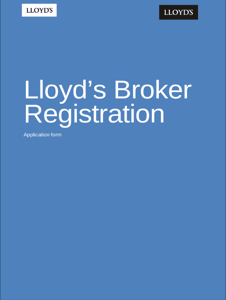 Lloyd's Broker Registration Doc Template | pdfFiller