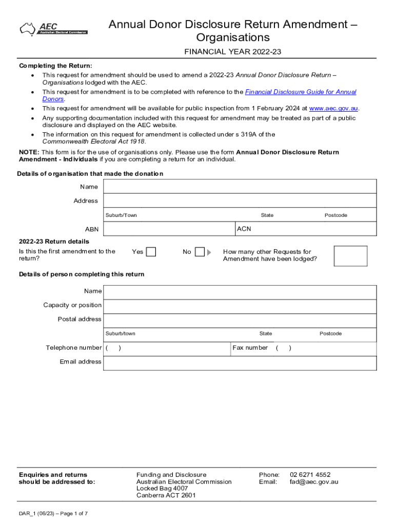 Fillable Online annual-donor-disclosure-return-amendment-organisations ...