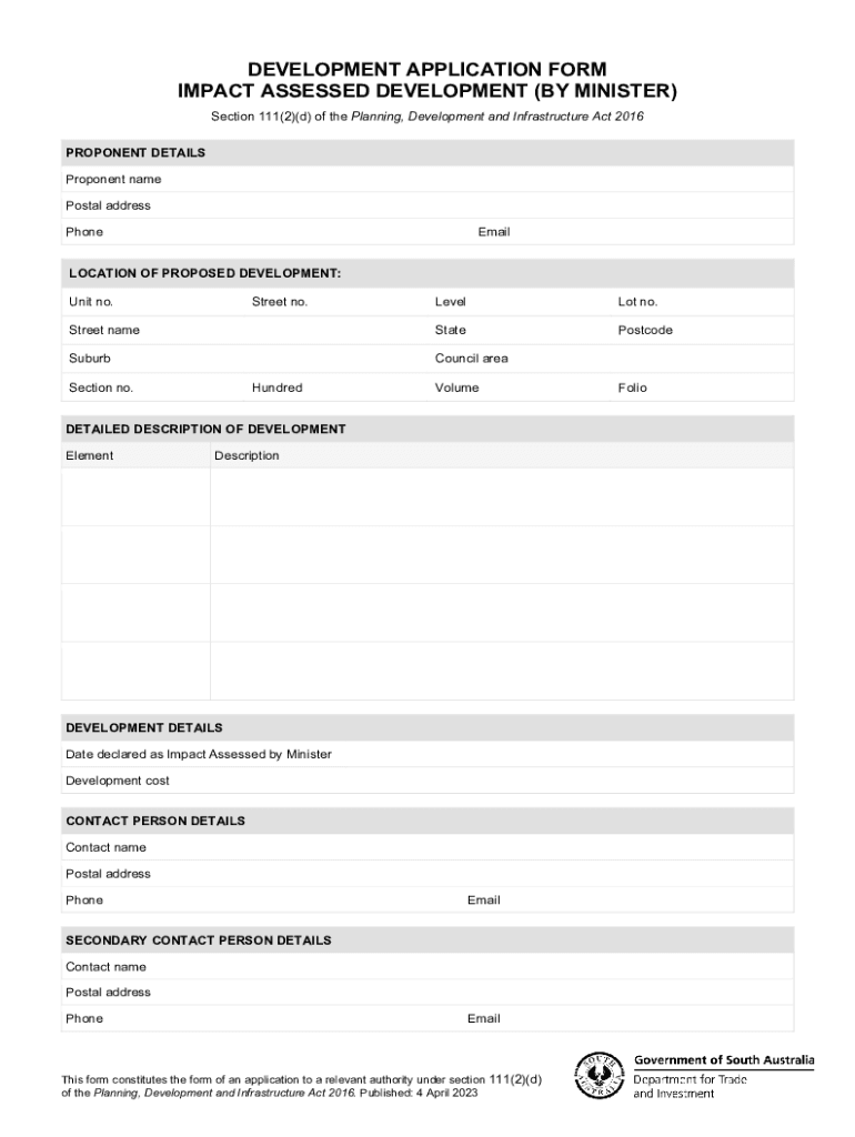 Fillable Online Impact assessed development application form Fax Email ...