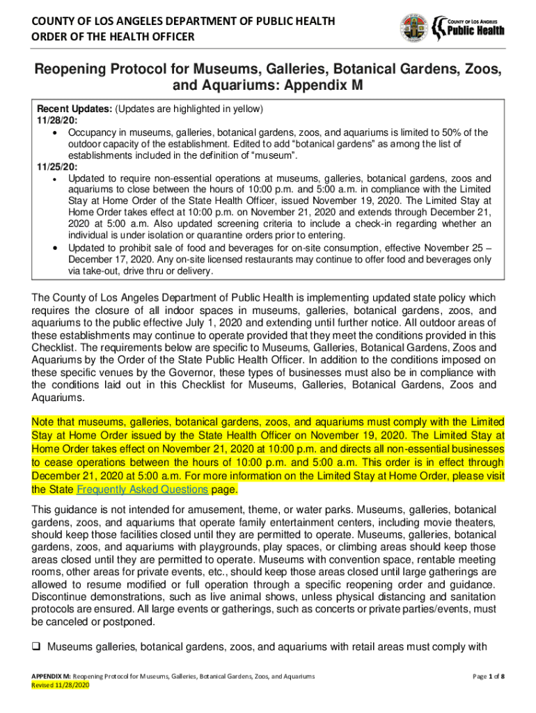 Fillable Online Reopening Protocol for Museums, Galleries, Zoos, and ... Fax Email Print - pdfFiller