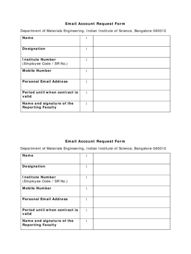 Fillable Online Email Account Request Form - Materials Engineering IISc ...