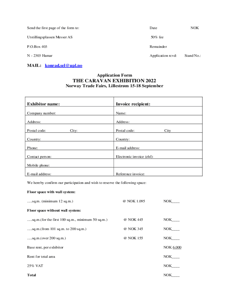 Fillable Online Application Form - THE CARAVAN EXHIBITION 2021 Fax Email Print - pdfFiller