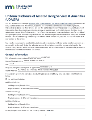Fillable Online What is a Uniform Disclosure of Amenities and Services ...