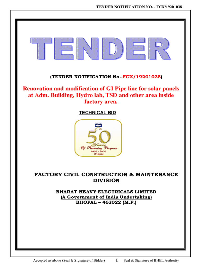 Fillable Online Renovation and modification of GI Pipe line for solar ... Fax Email Print ...