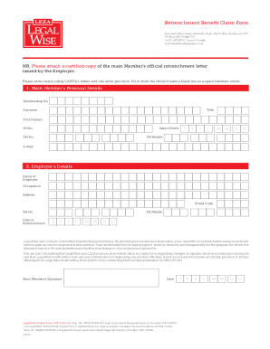 Fillable Online Retrenchment Benefit Claim Form.pdf Fax Email Print ...