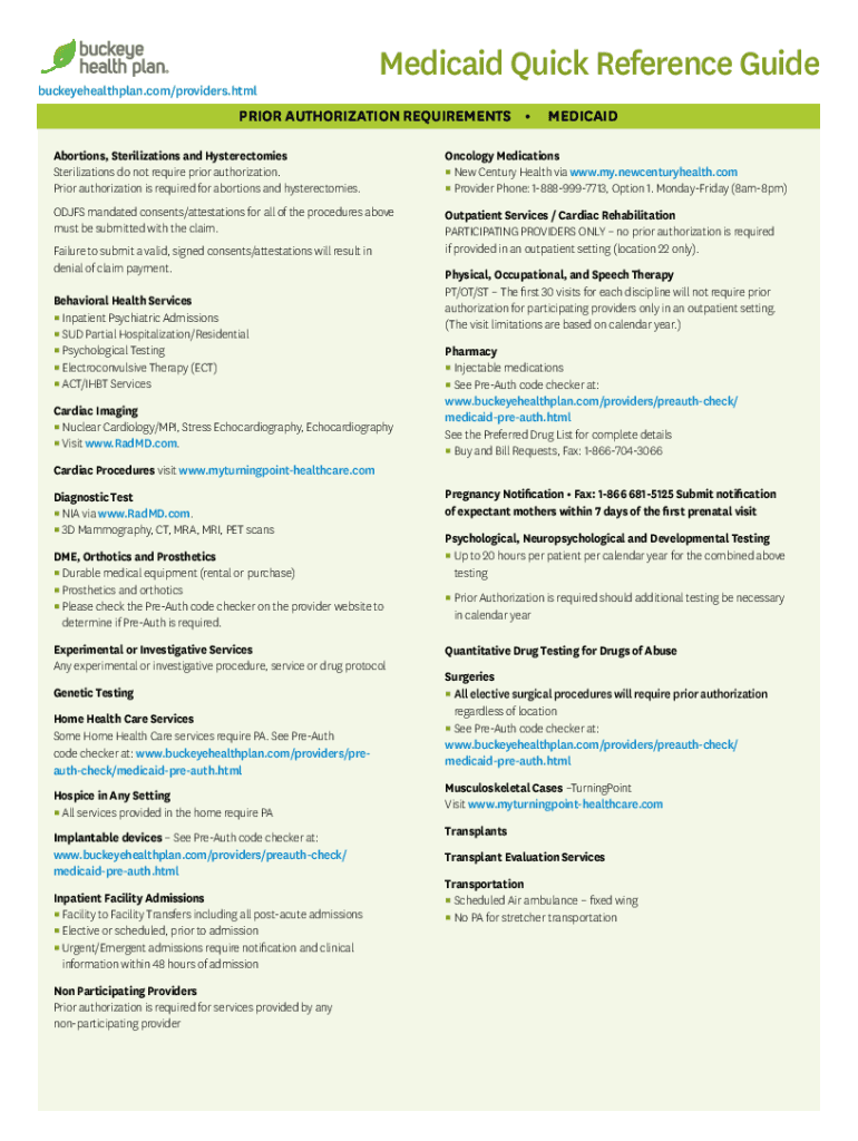 Fillable Online Ohio Medicaid Pre-Authorization Form Fax Email Print ...