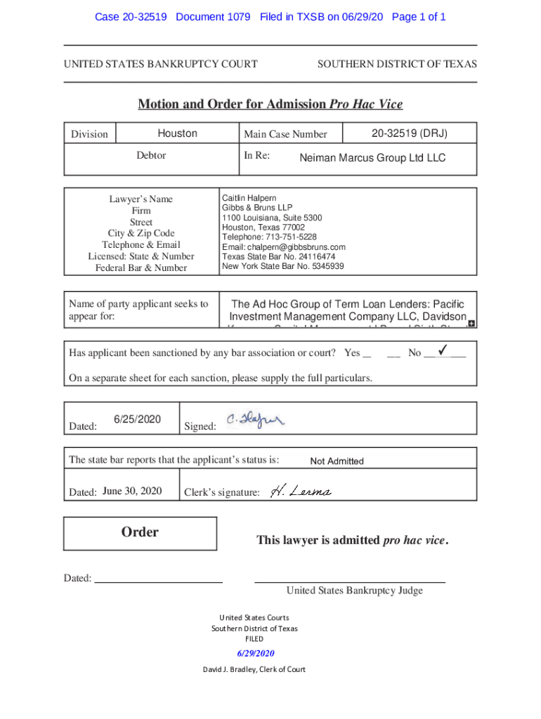 Fillable Online Q:Formspro hac vice.form.main.FINAL.10.2014.wpd Fax Email Print - pdfFiller
