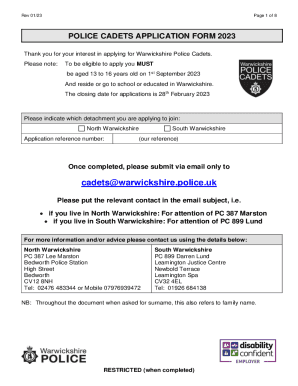 Fillable Online Police Cadets Application form (WP) Fax Email Print ...