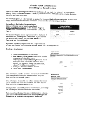 Fillable Online Student progress center lafourche parish Fax Email ...