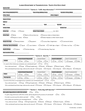 Fillable Online illinois department of transportation - traffic stop ...