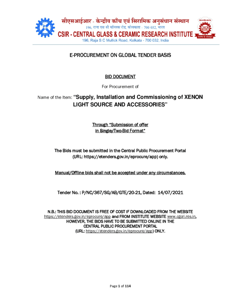Fillable Online e-procurement on global tender basis Fax Email Print - pdfFiller