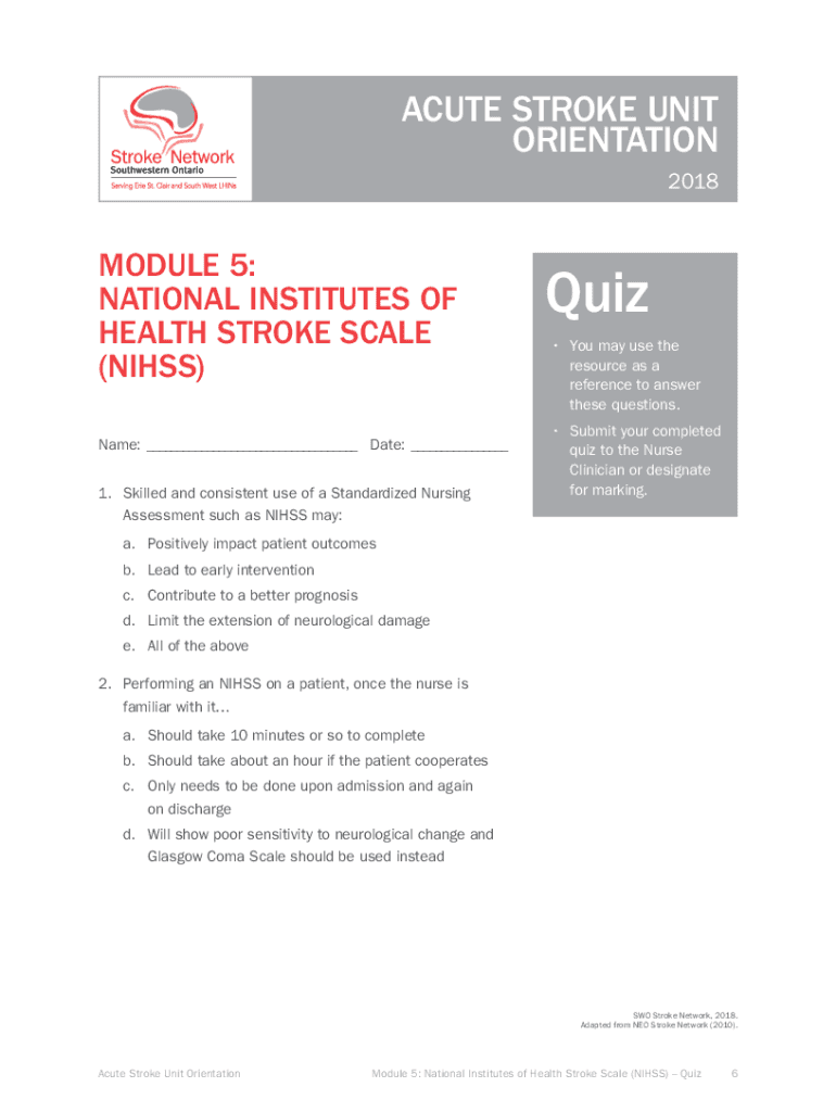 Fillable Online The National Institutes of Health Stroke Scale form ...