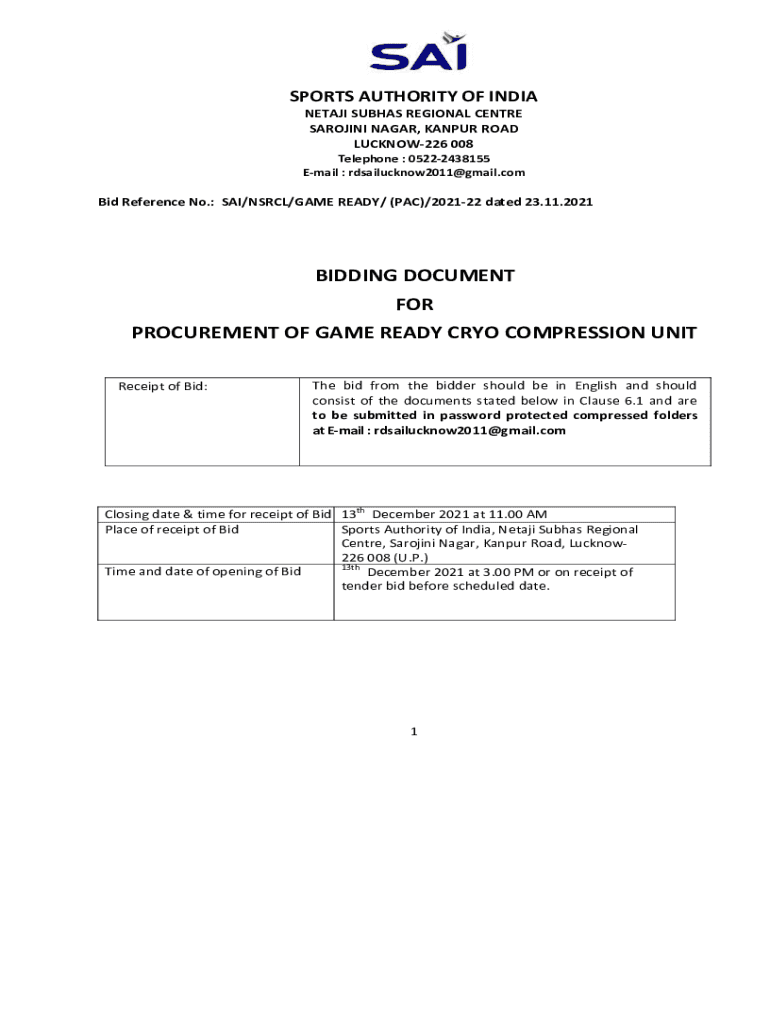 Fillable Online BIDDING DOCUMENT FOR PROCUREMENT OF GAME ... Fax Email ...
