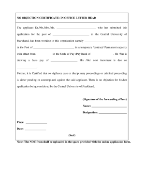 Fillable Online No Objection Certificate Format Fax Email Print - pdfFiller